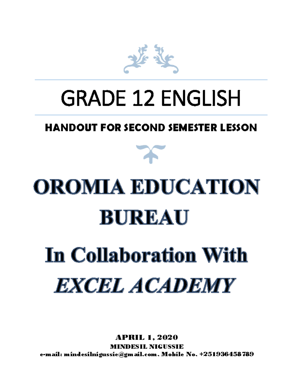 Grade 12 English subject - GRADE 12 ENGLISH HANDOUT FOR SECOND SEMESTER ...