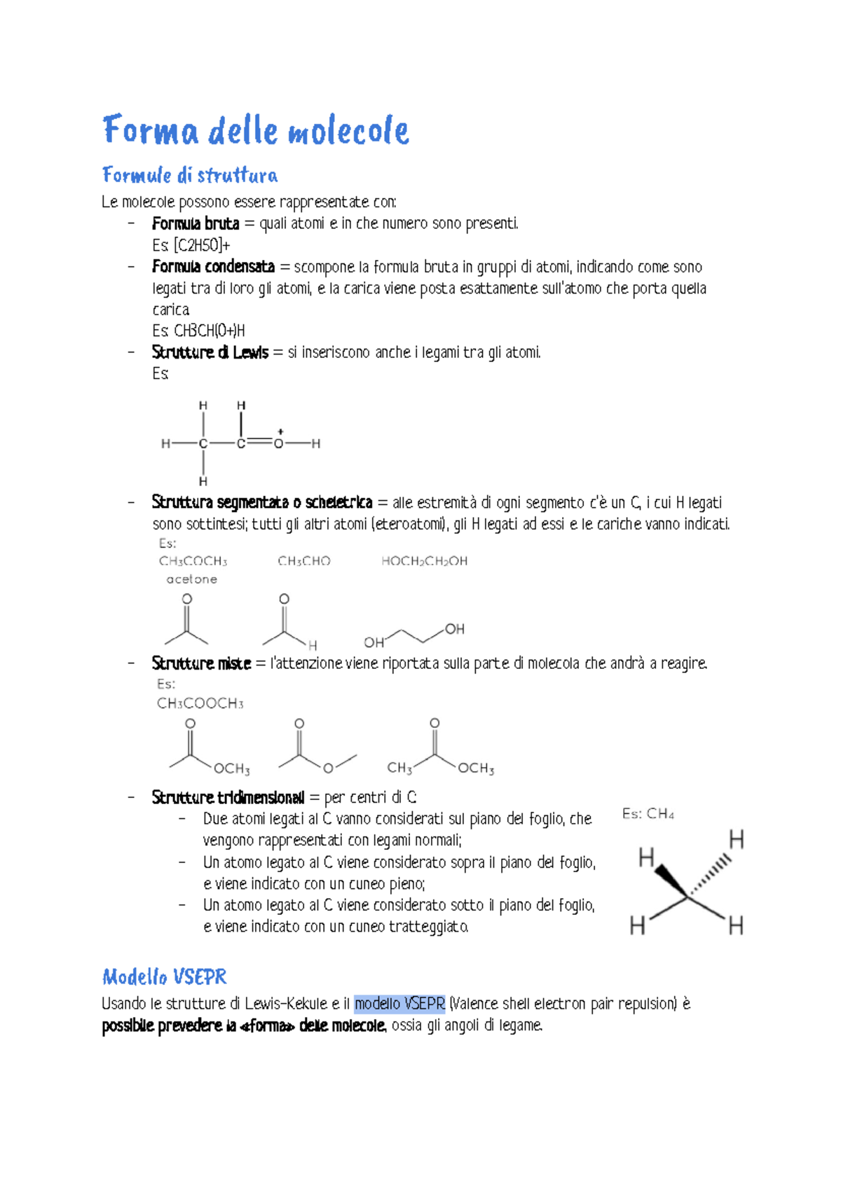 Forma delle molecole - Forma delle molecole Formule di struttura Le ...