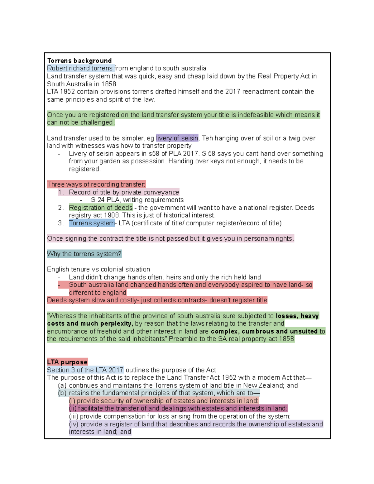 Torrens system cheat sheet - Torrens background Robert richard torrens ...