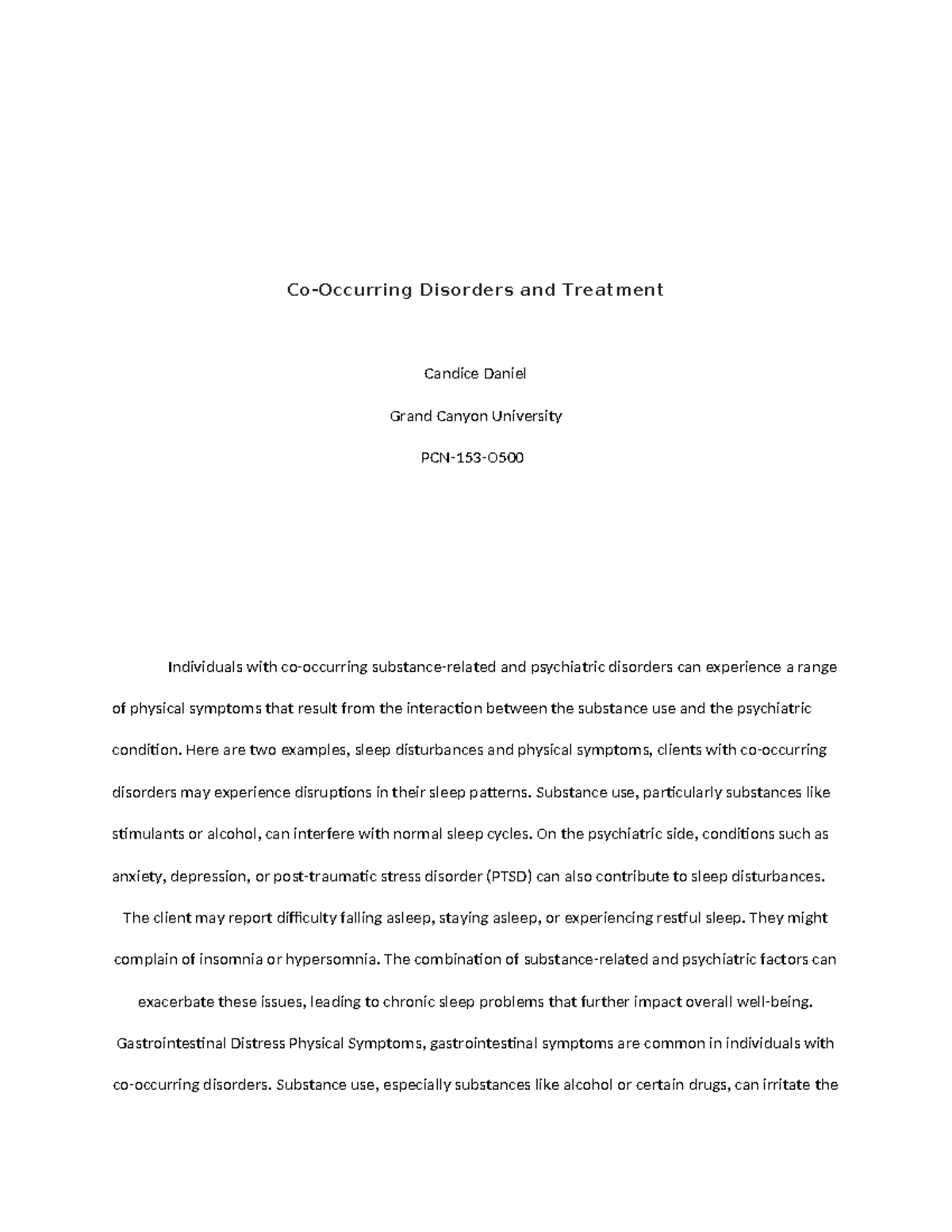 Cooccurring disorder paper - Co-Occurring Disorders and Treatment ...