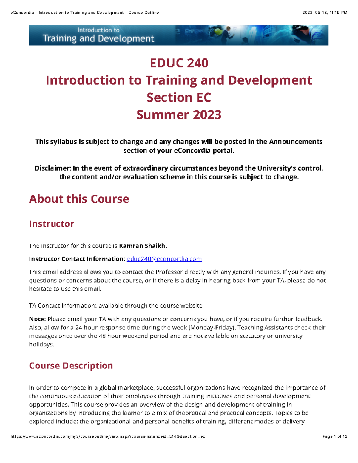 EDUC 240 Outline - EDUC 240 - Concordia - Studocu