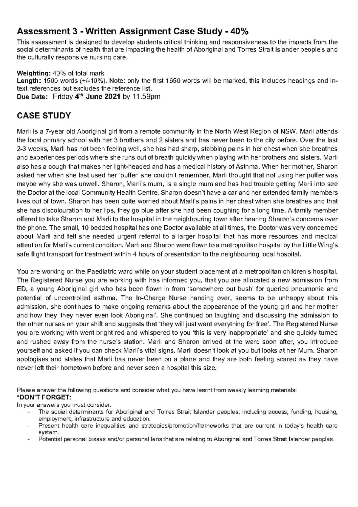 INDH 2000 Case Study- Briefing - Assessment 3 - Written Assignment Case ...
