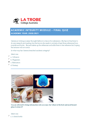 Academic Integrity Module - Final Quiz - ACADEMIC INTEGRITY MODULE ...