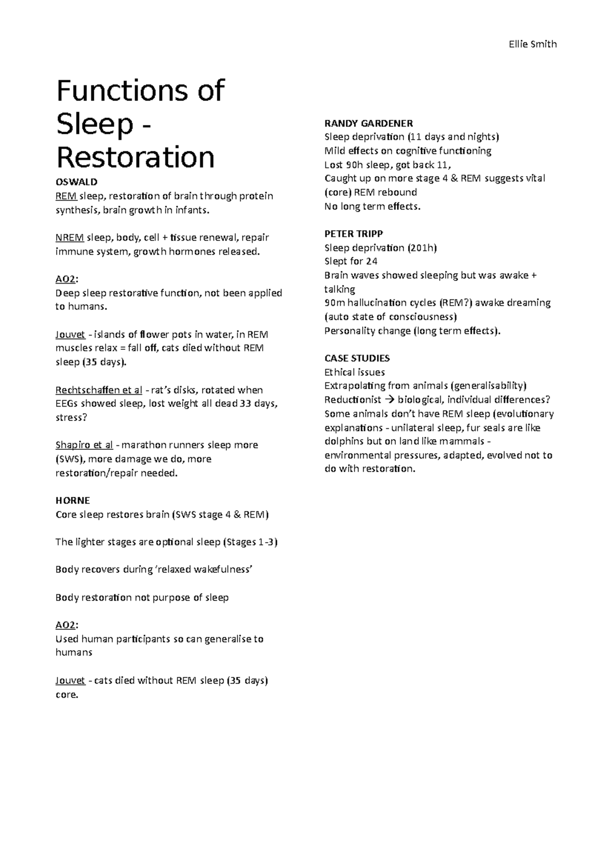 Functions of Sleep restoration - NREM sleep, body, cell tissue renewal ...