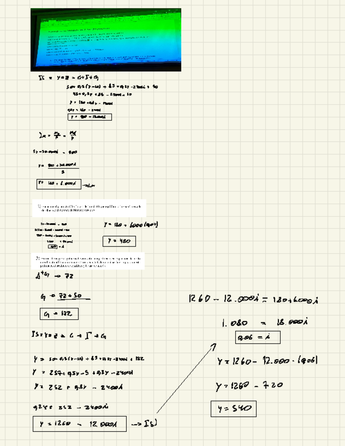 Ejercicio C2 3 - IS = y = z = C + F + G So+ 0. 3(x-10) + & S + 0 , 37 ...