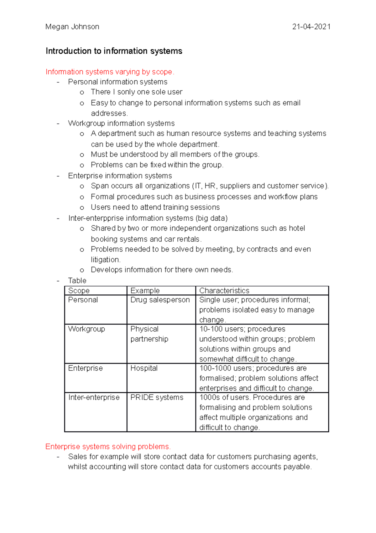different systems - Introduction to information systems Information ...