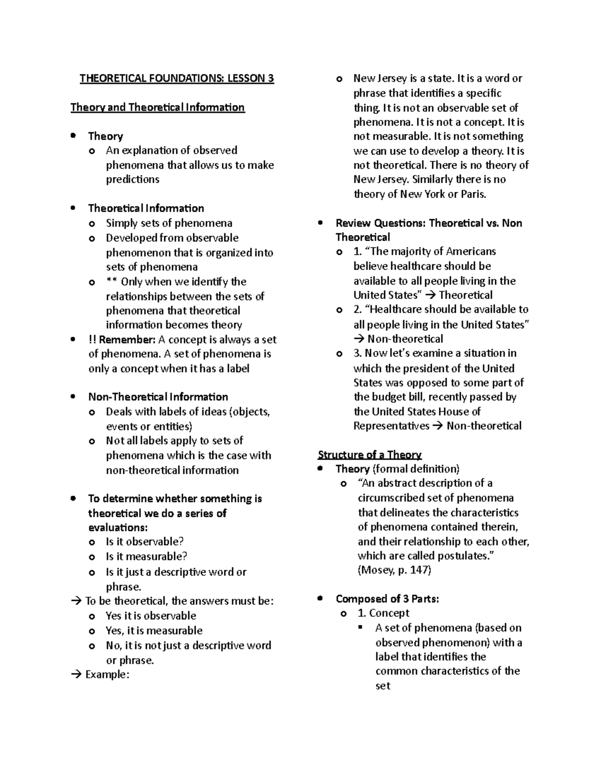 Lesson 3 Lecture Notes 1 Theoretical Foundations Lesson 3 Theory And Theoretical