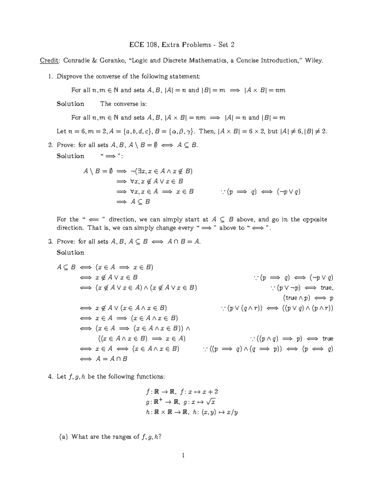 Problem set 2 solutions - ECE 108, Extra Problems - Set 2 Credit: Conradie & Goranko, “Logic and ...