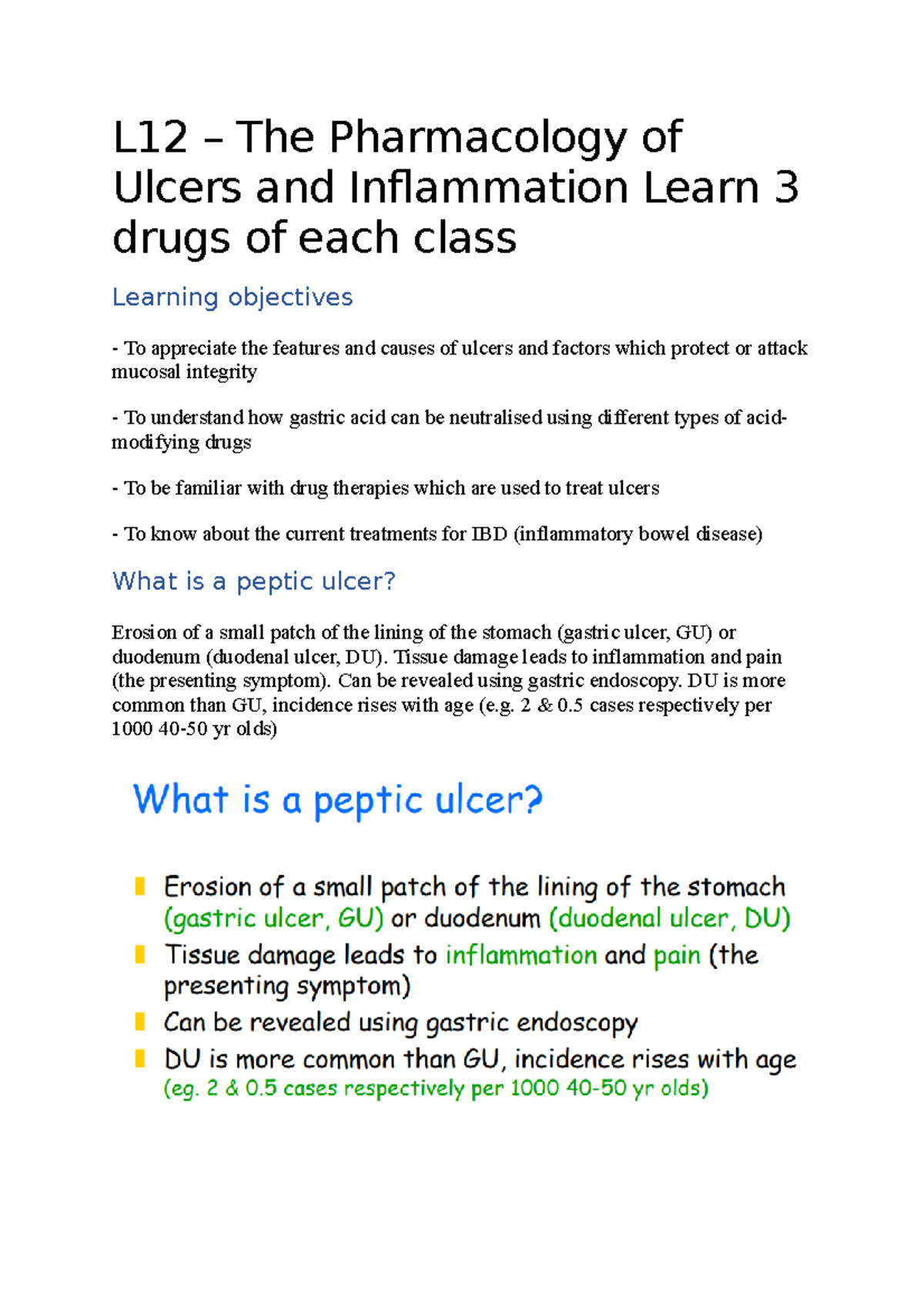 Gss The Pharmacology of Ulcers and Inflammation - L12 – The ...