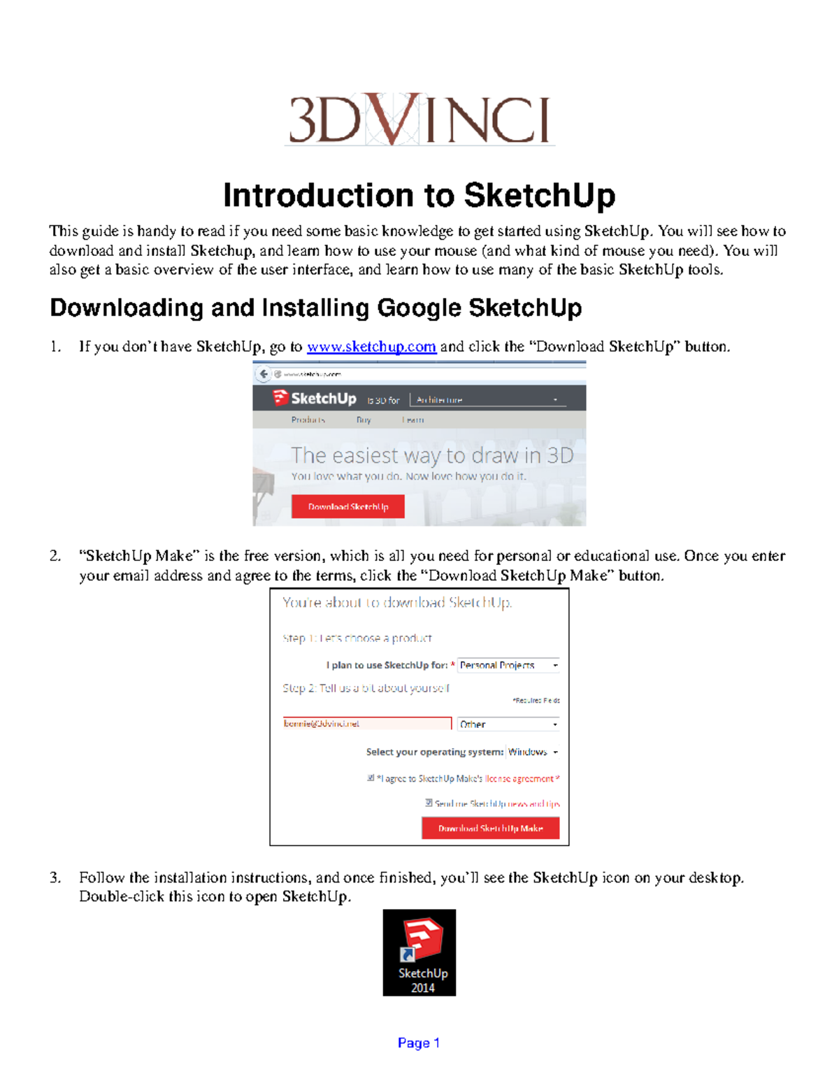 Sketch Up Intro PC - Introduction to SketchUp This guide is handy to ...
