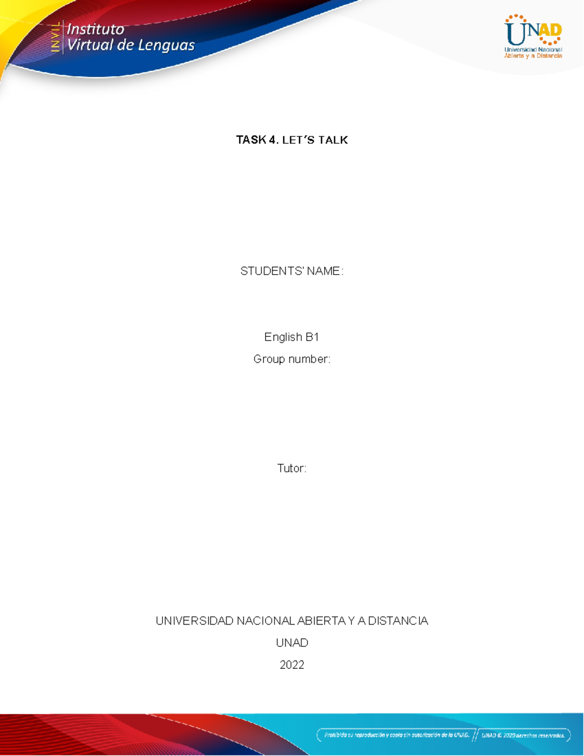 Annex 7 - Template Lets talk - TASK 4. LET’S TALK STUDENTS’ NAME ...