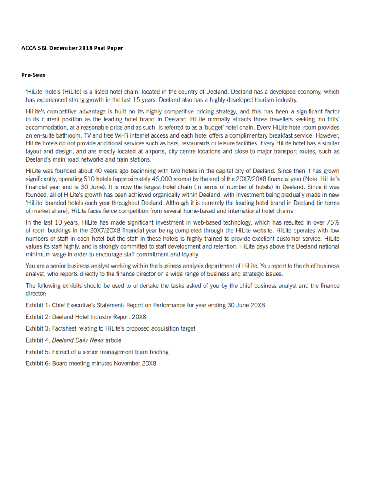 ACCA SBL December 2018 Past Paper PRE-SEEN - ACCT 225 - ACCA SBL December 2018 Past Paper Pre ...