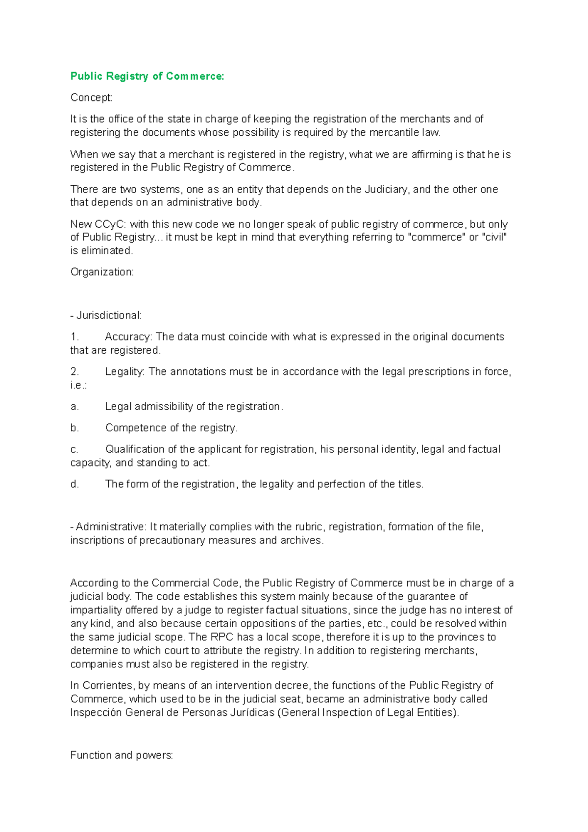 Public Registry of Commerce 5 - Public Registry of Commerce: Concept ...