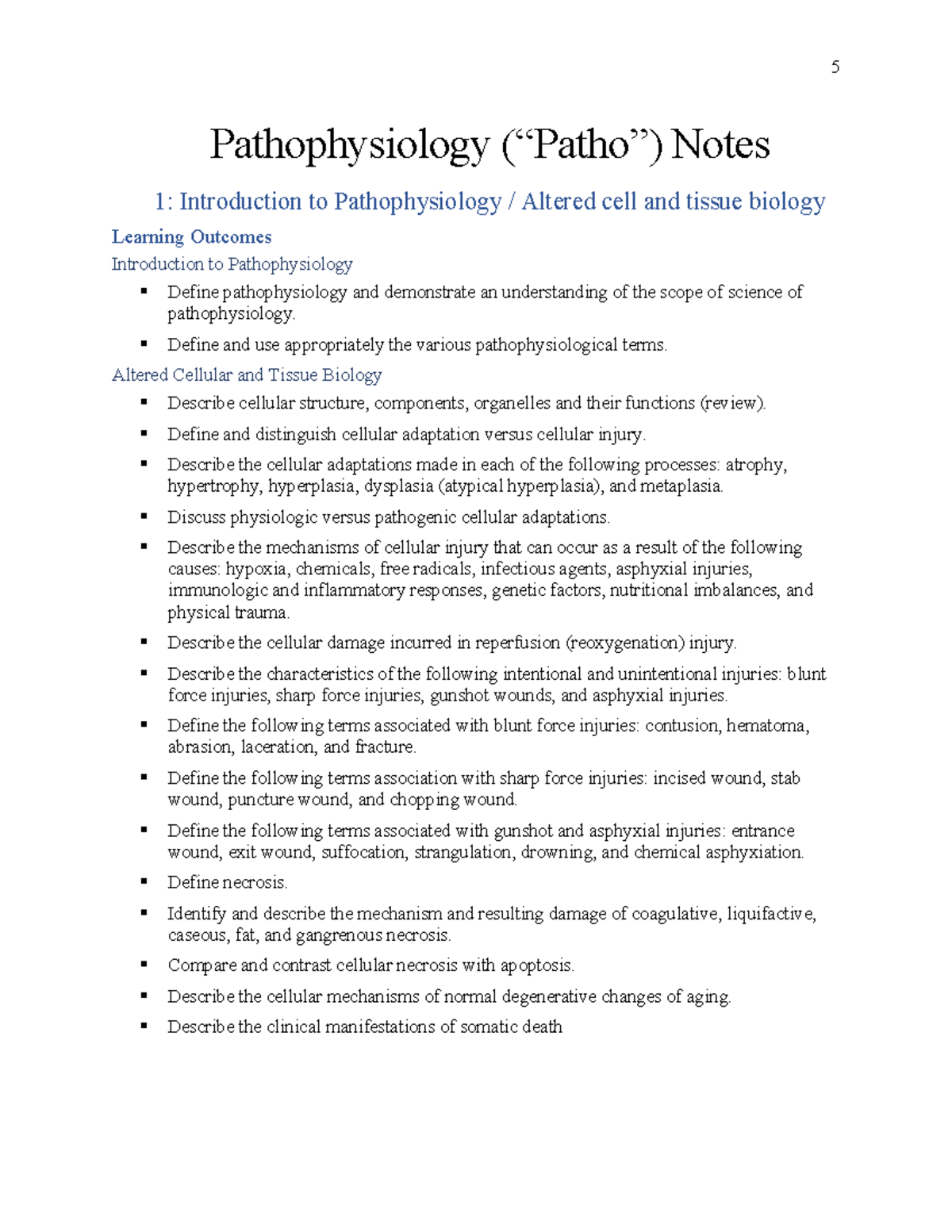 Module-1 - Notes for altered cell and tissue biology - Pathoph\siolog ...