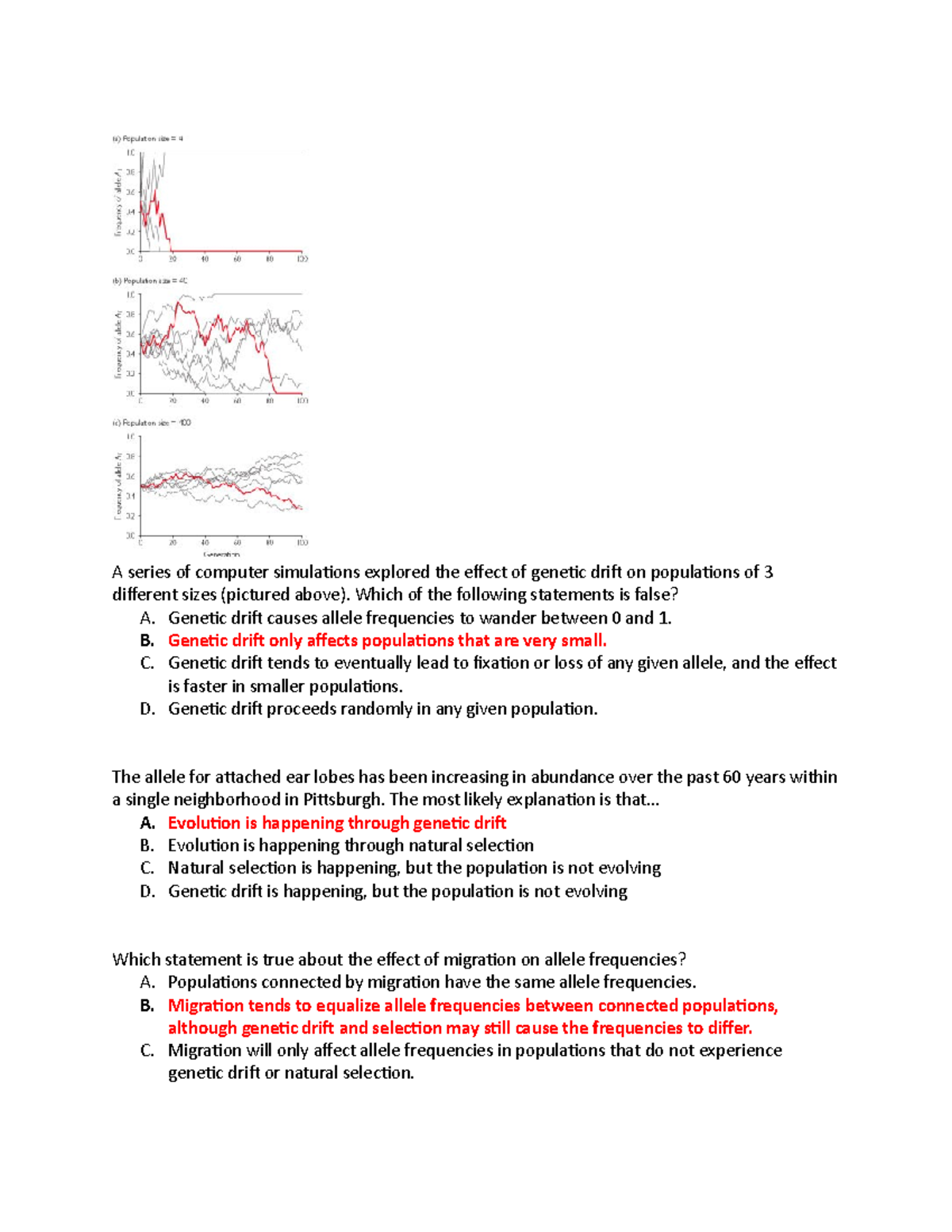 Practice Q answer key - A series of computer simulations explored the ...