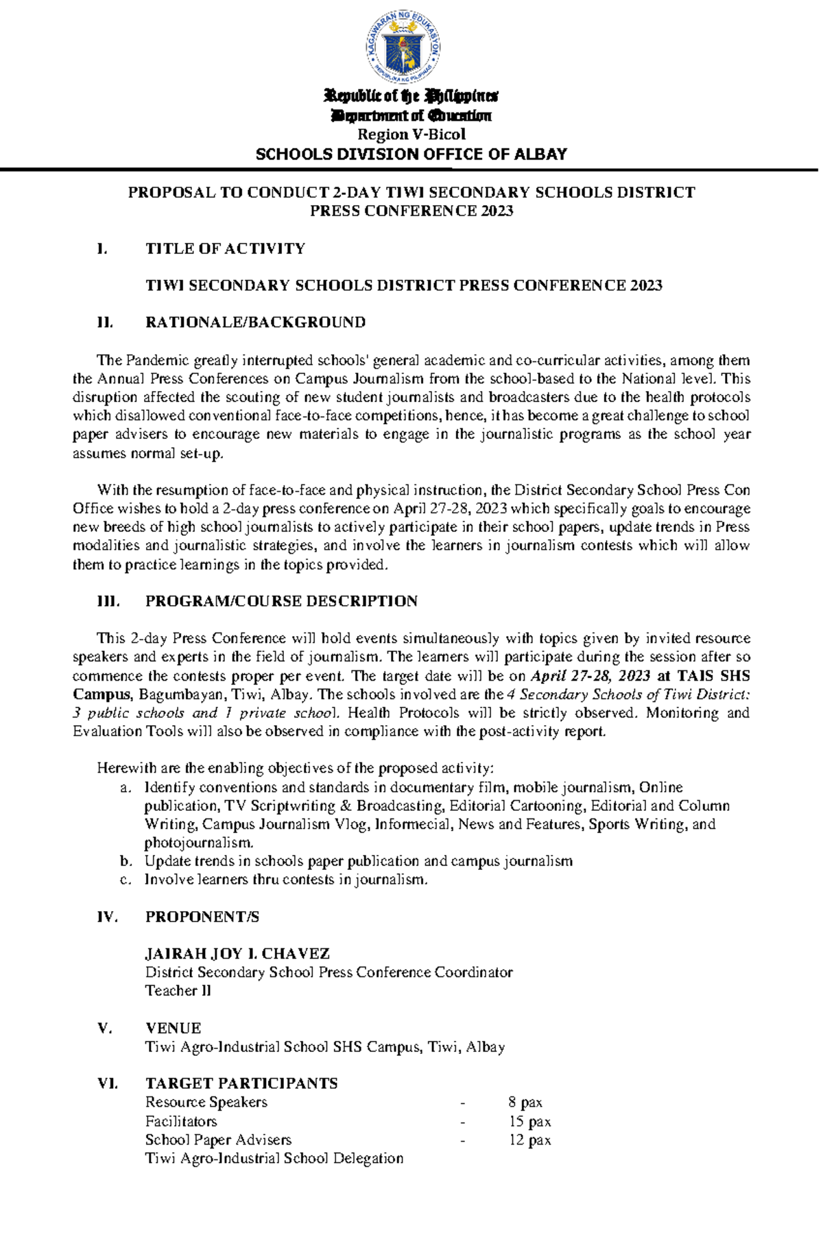 Municipal Press Conference 2023 - Republic of the Philippines ...