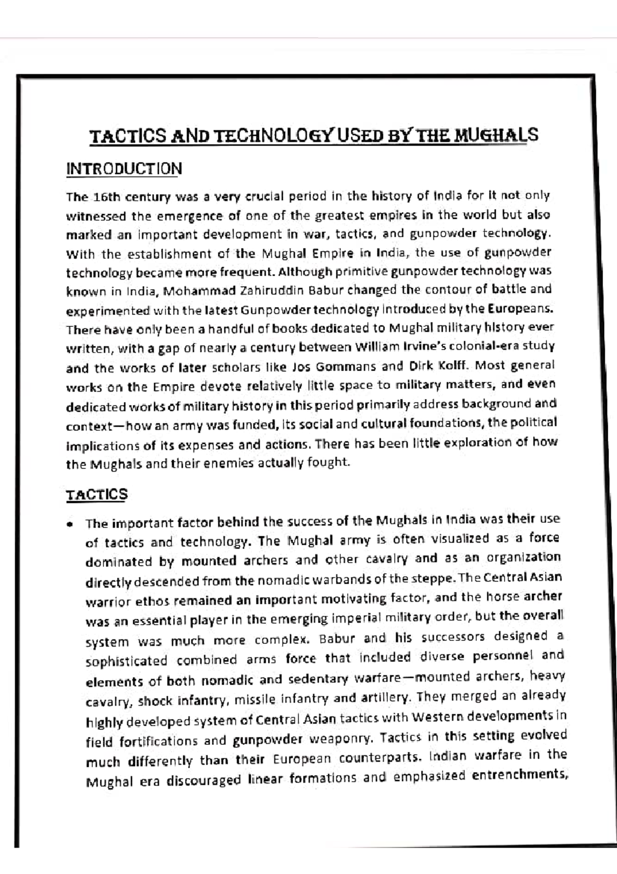 Technology and tactics - BA (Hons.) History - Studocu