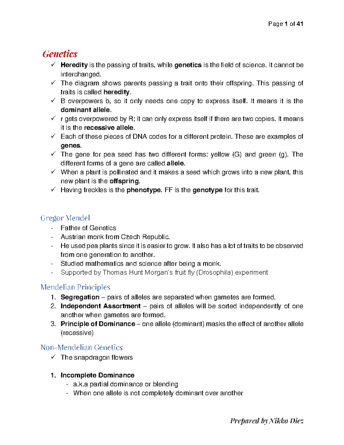 [0 Notes] General Biology 2 - Heredity is the passing of traits, while ...