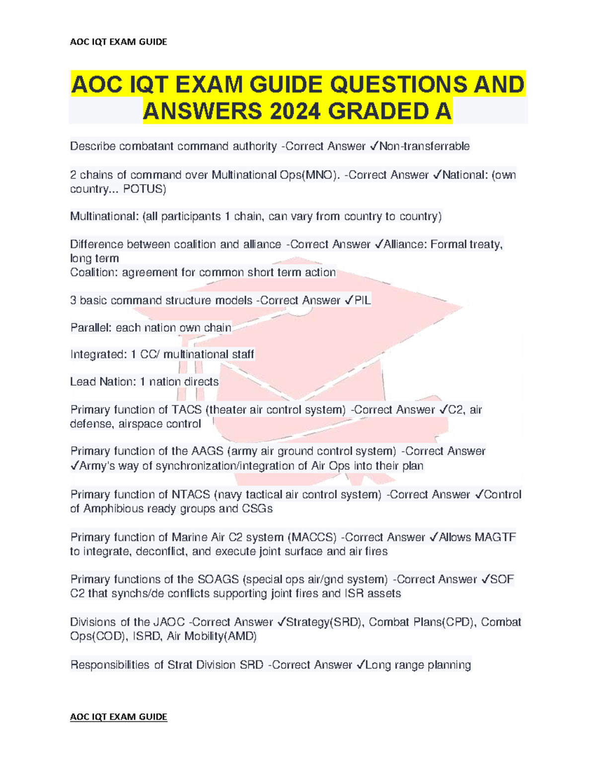 AOC IQT EXAM Guide Questions AND Answers 2024 Graded A - AOC IQT EXAM ...
