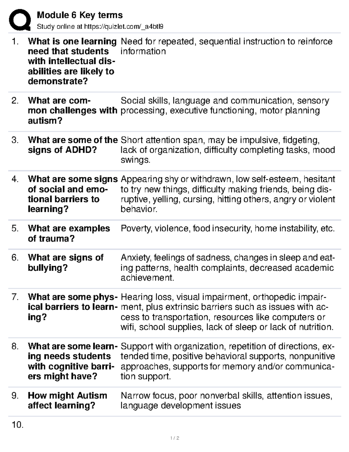 Module 6 key terms - Module 6 Key terms Study online at quizlet/_a4btl ...