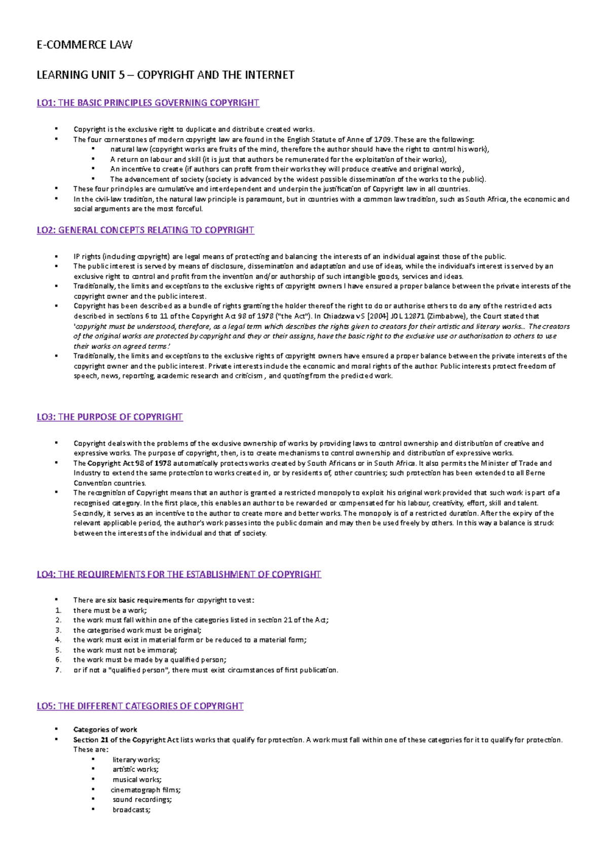ECLA LU5 and LU6 Notes - Summary of LU5 and LU6 - E-COMMERCE LAW ...