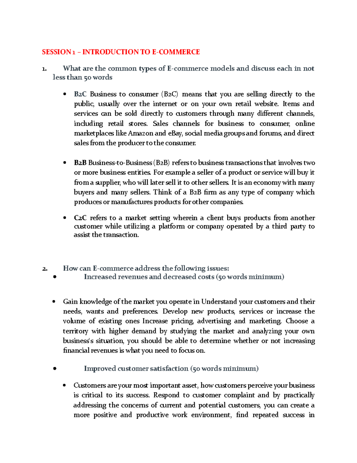 Qwerty - SESSION 1 – INTRODUCTION TO E-COMMERCE - SESSION 1 ...