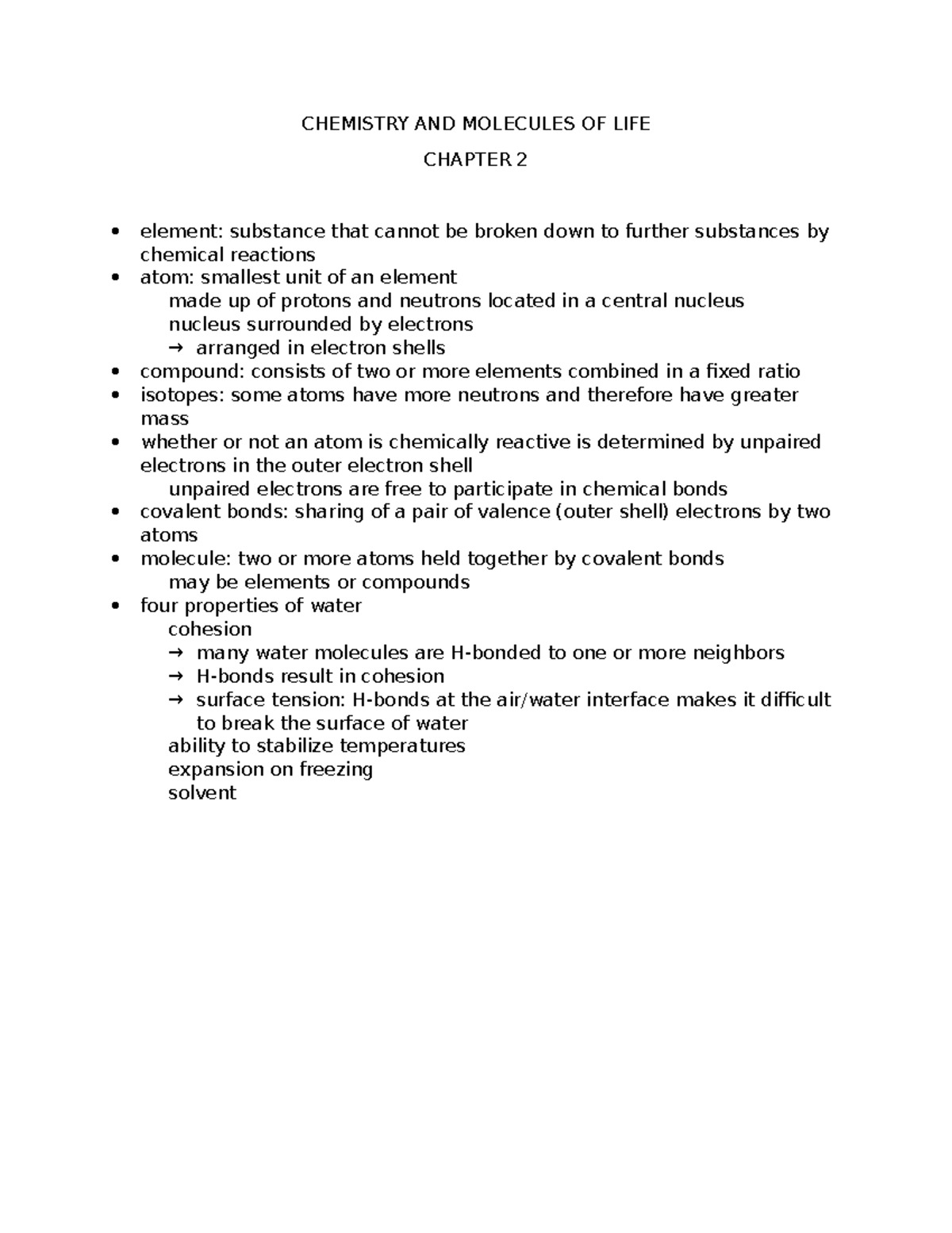 Chemistry and Molecules of Life - CHEMISTRY AND MOLECULES OF LIFE ...