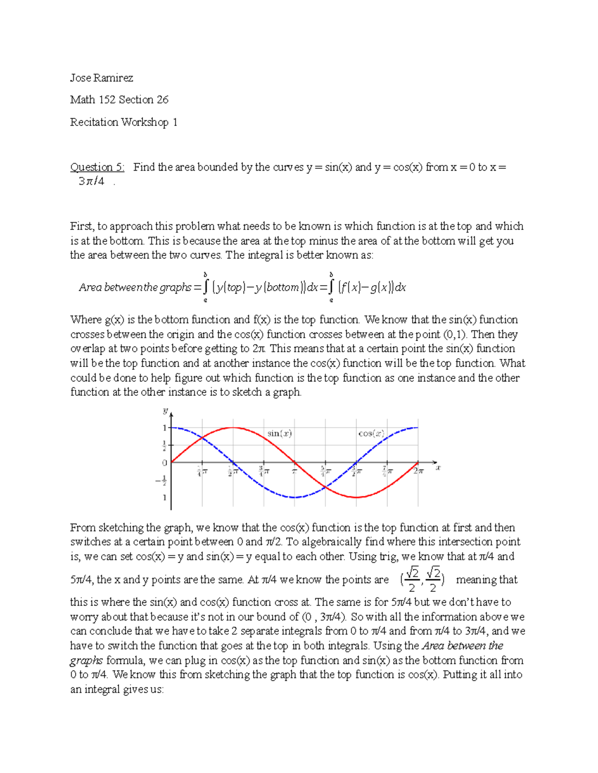 Calc 2 recitation 1 - Jose Ramirez Math 152 Section 26 Recitation ...