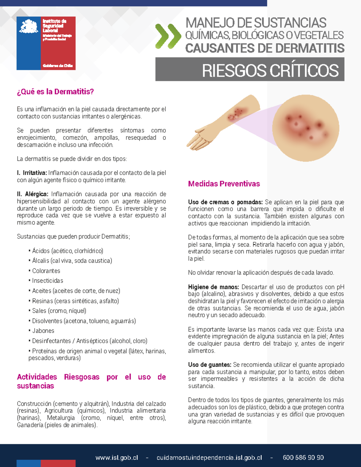 007-Ficha-Dermatitis - RIESGOS CRÕTICOS isl.gob - cuidamostuindependencia.isl.gob - 600 586 90 ...