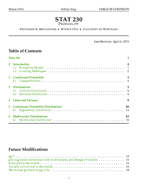 STAT 230 Problem Solutions Spring 2022 Edition - STAT 220/230 PROBLEM SOLUTIONS By Chris ...