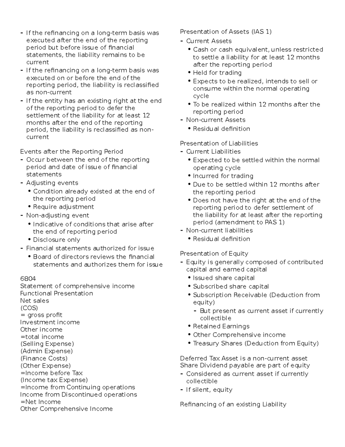 IAS 1 - IAS 1 - Financial Accounting and Reporting - University of the ...