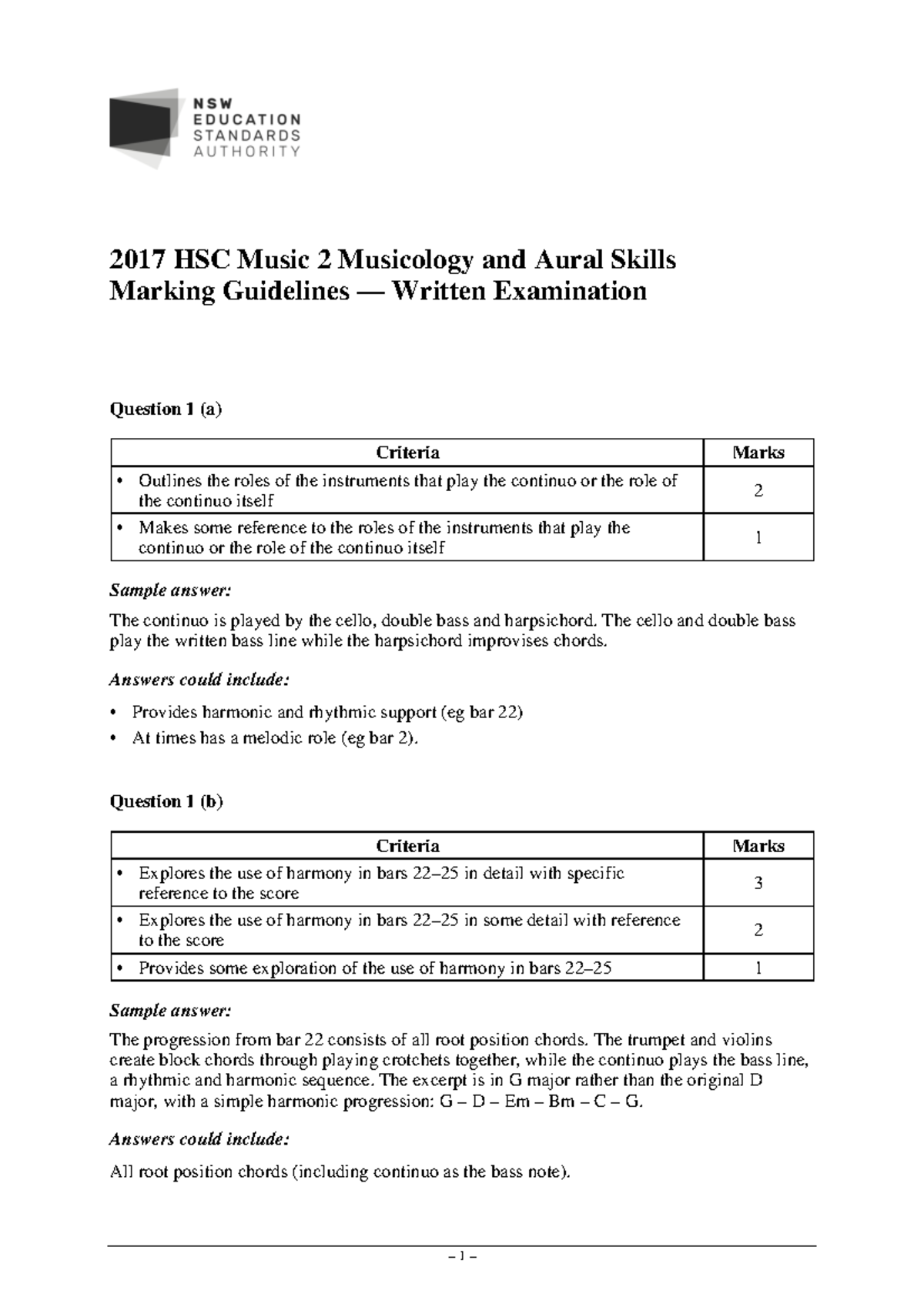 2017 hsc marking guide music 2 - 2017 HSC Music 2 Musicology and Aural ...