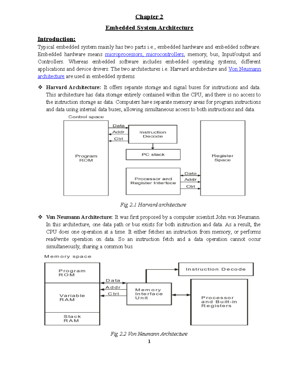 Chapter Two - Chapter 2 Embedded System Architecture Introduction: Typical embedded system ...