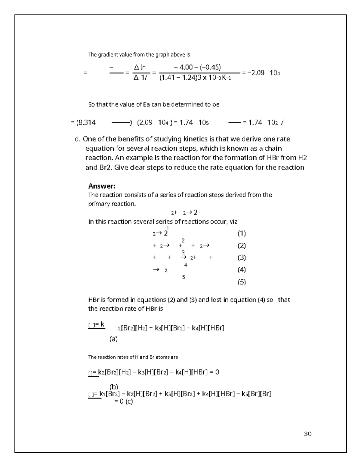 Chemical Equilibrium, Notes-9 - The gradient value from the graph above ...