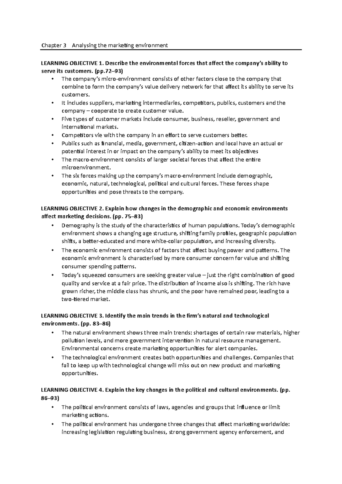 Learning objectives module 3 docx - Chapter 3 Analysing the marketing ...