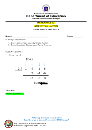 MATH10-Q4-M12 - Measures of position - 10 Mathematics Quarter 4 Self-Learning Module 12 Solving ...