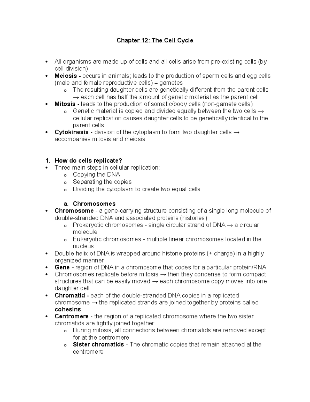 Chapter 12- The Cell Cycle - Chapter 12: The Cell Cycle All organisms ...