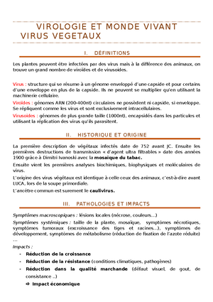 1- Introduction à la virologie - 1 – I N T R O D U C T I O N A L A V I ...