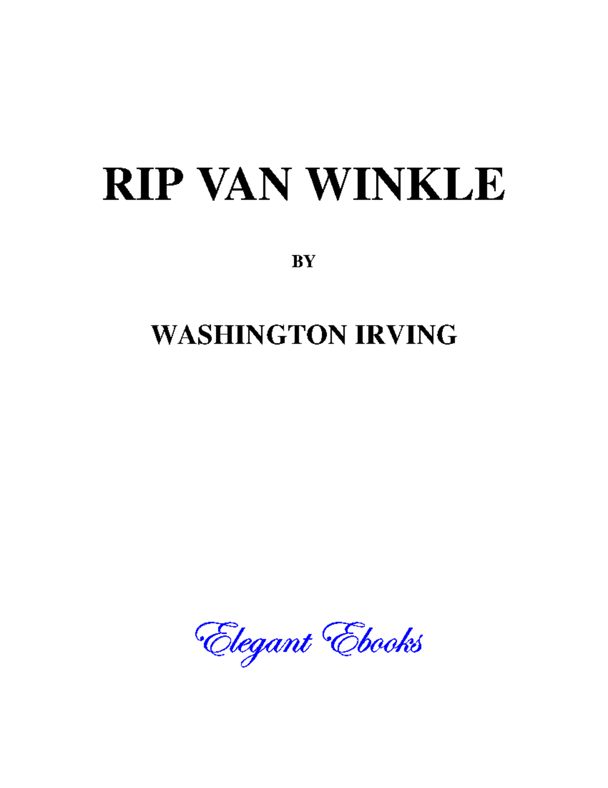 Irving Winkle - short story - RIP VAN WINKLE BY WASHINGTON IRVING 7 7 ...