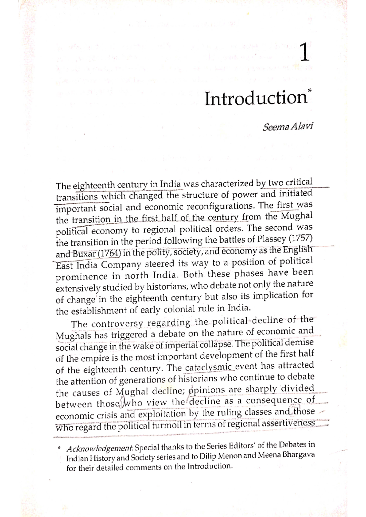 Eighteenth century debate in India - 1 Introduction Seema A/avi The eighteenth century in India ...