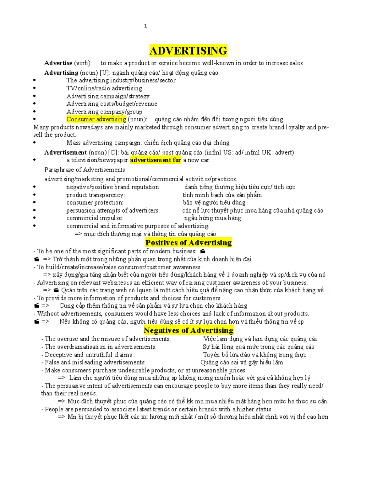 Ý TƯỞNG Writting TASK 2 - ADVERTISING Advertise (verb): to make a ...