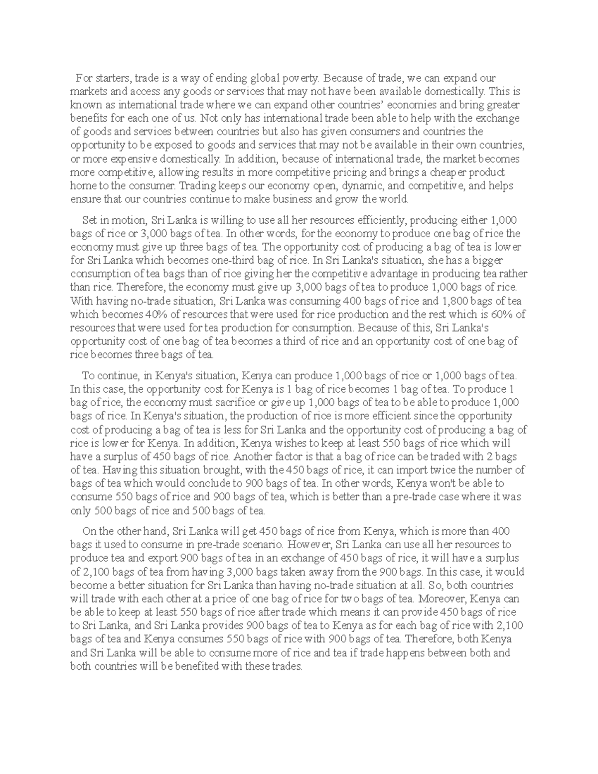 Gordon Rule Assignment 1 - For starters, trade is a way of ending ...