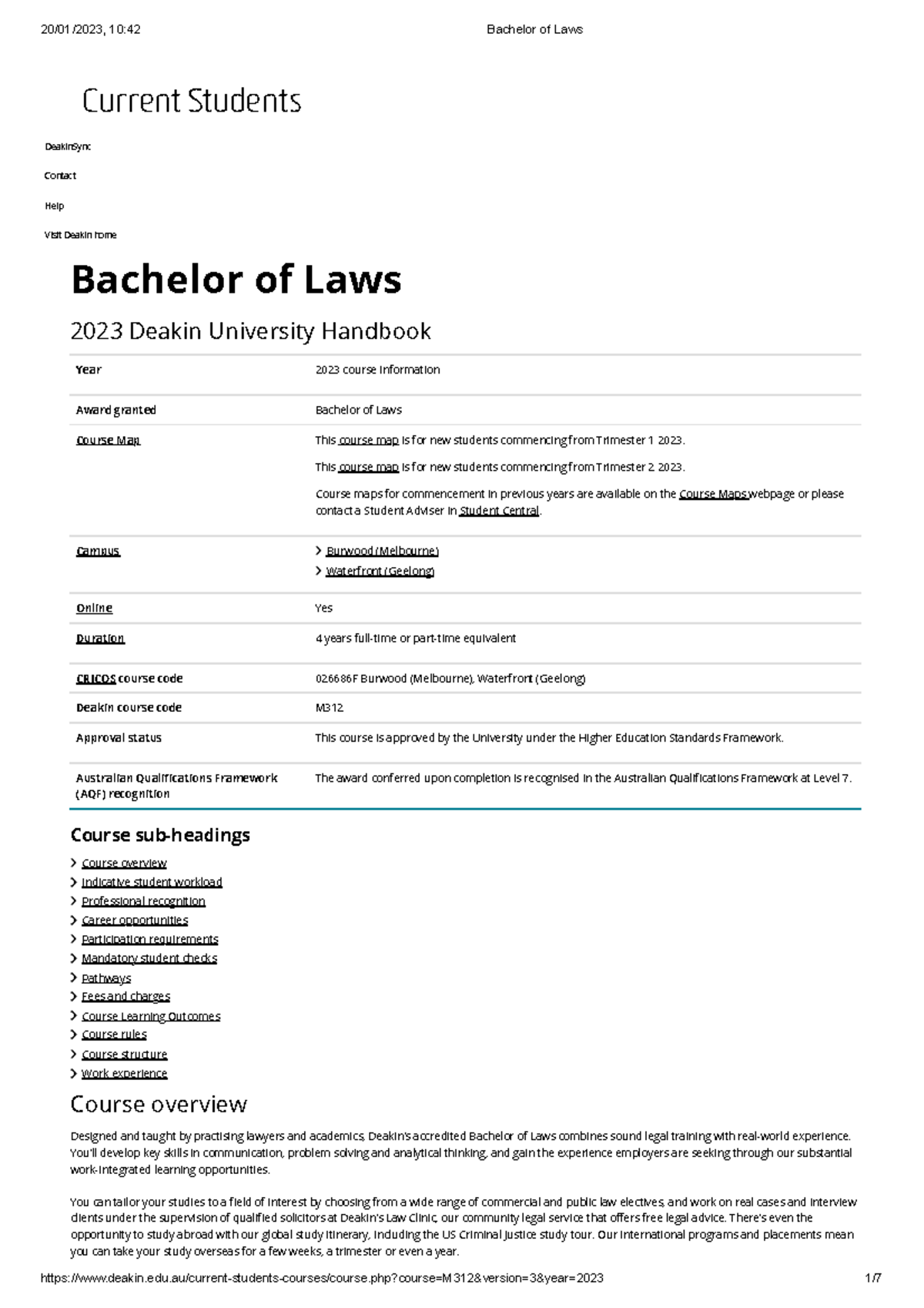 Bachelor of Laws - Lecture Summary Week 5-11 - Bachelor of Laws 2023 ...