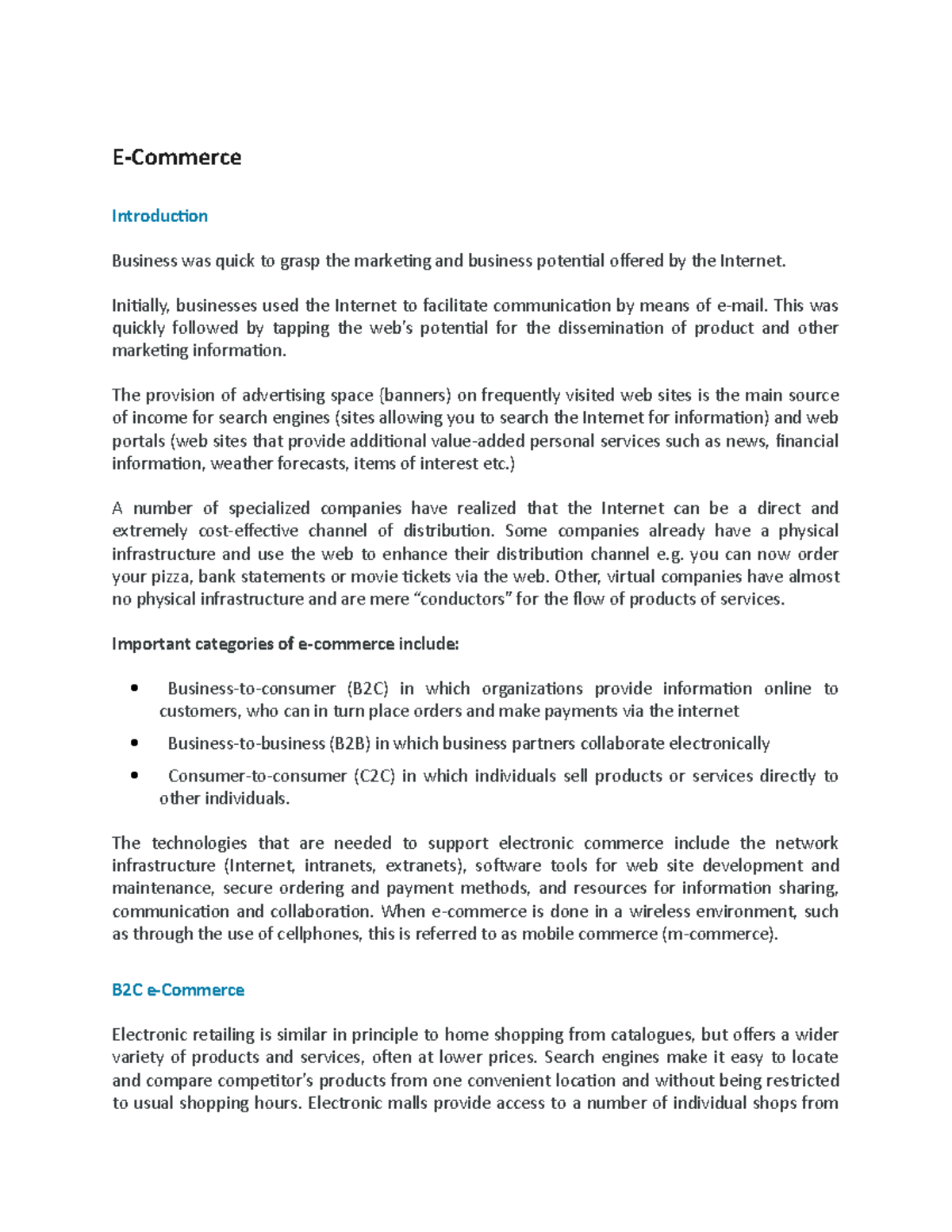 E-Commerce - E-commerce (electronic commerce) is the buying and selling ...