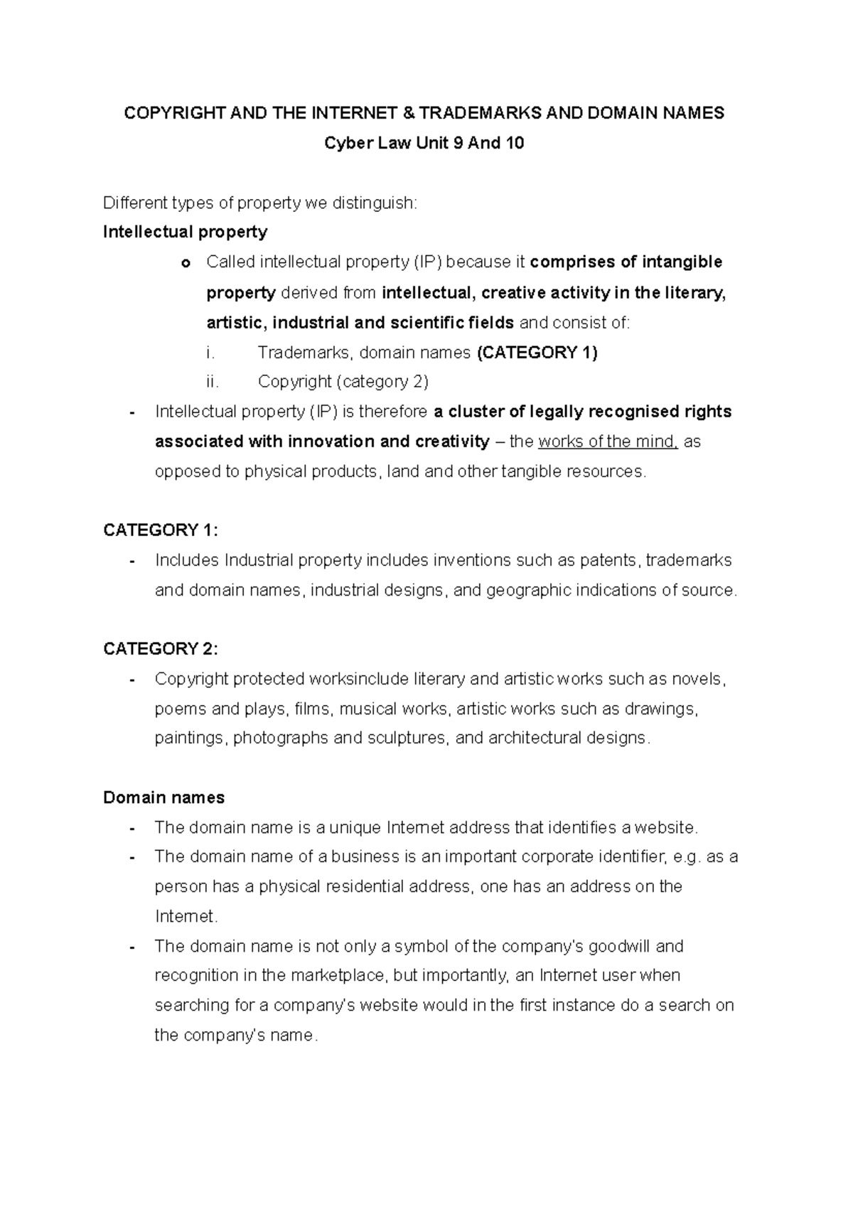 Copyright AND THE Internet - COPYRIGHT AND THE INTERNET & TRADEMARKS ...