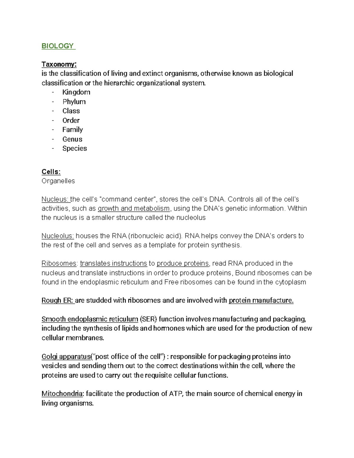 Biology: Anatomy Study Guide - BIOLOGY Taxonomy: is the classification ...