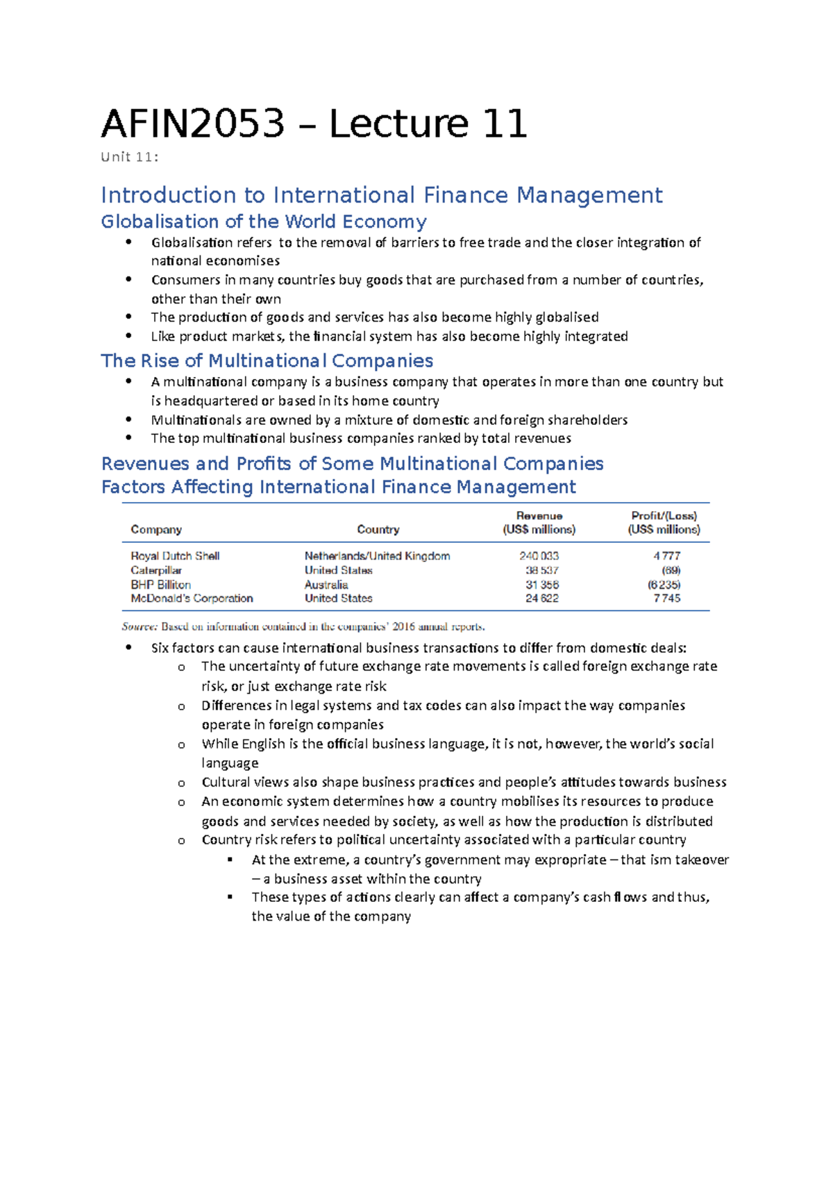 AFIN2053 - Lecture 11 2021 - AFIN2053 – Lecture 11 Unit 11 ...