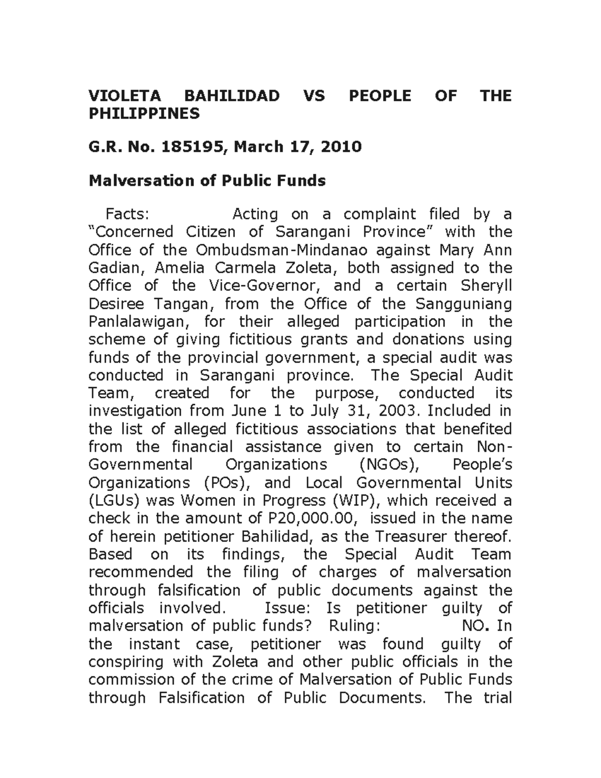 -all-kinds-of-digested-cases - VIOLETA BAHILIDAD VS PEOPLE OF THE ...