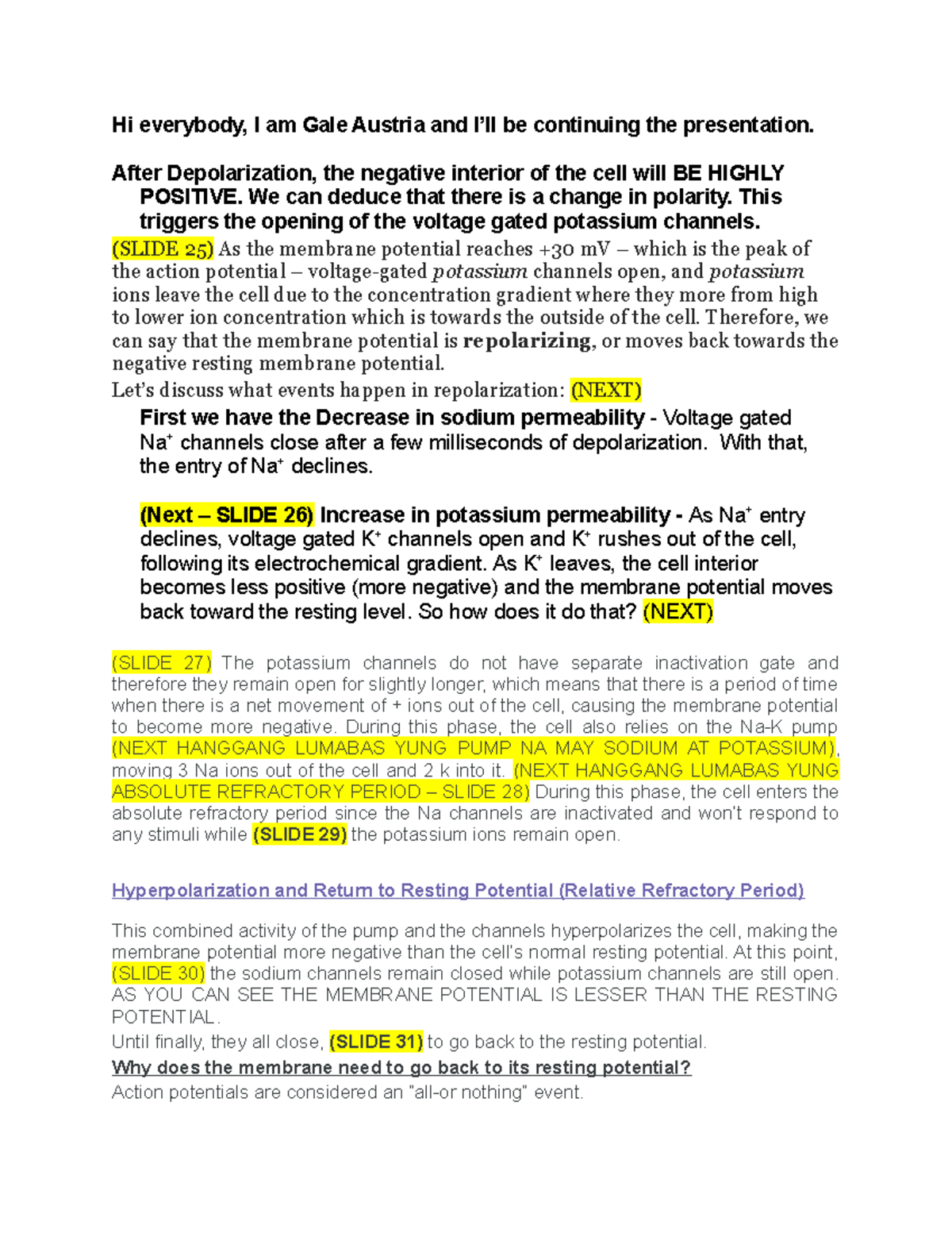 Script BIO LAB Report - Hi everybody, I am Gale Austria and I’ll be ...