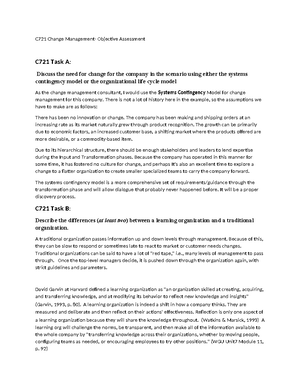 C721 Performance Assessment -Revised - Change Management Performance Assessment Dawn Schroeder ...